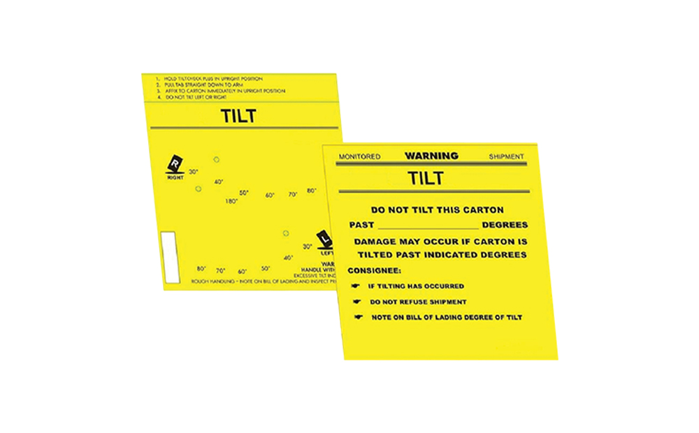 Tilt Indicator Label Plus – Leaning Label | Equipster Machines